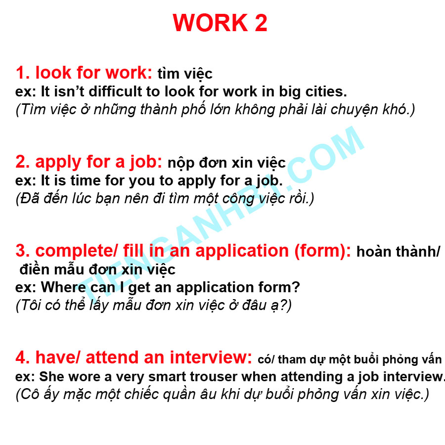 Collocations about Work
