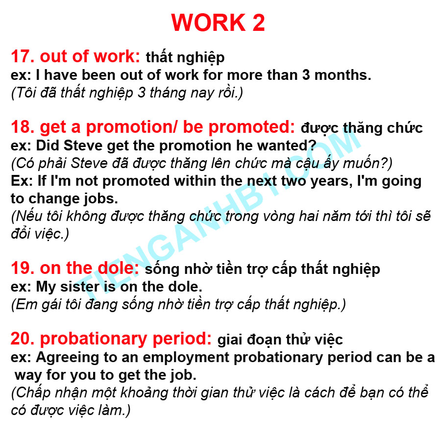 Collocations about Work